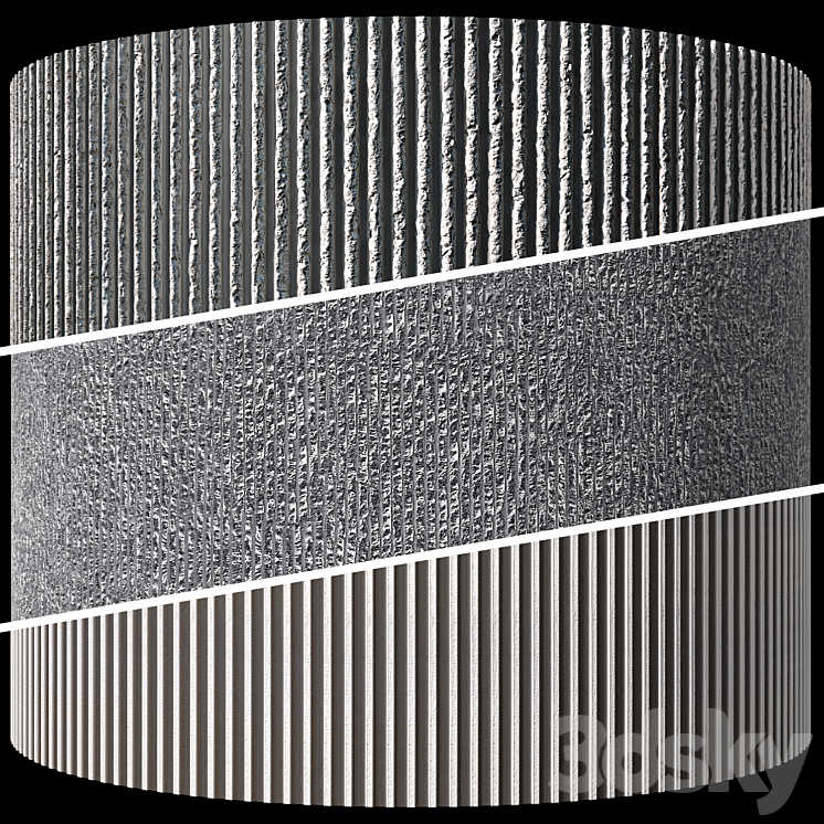 Striped ribbed decorative concrete facing plaster Reckli - Stone - 3D model