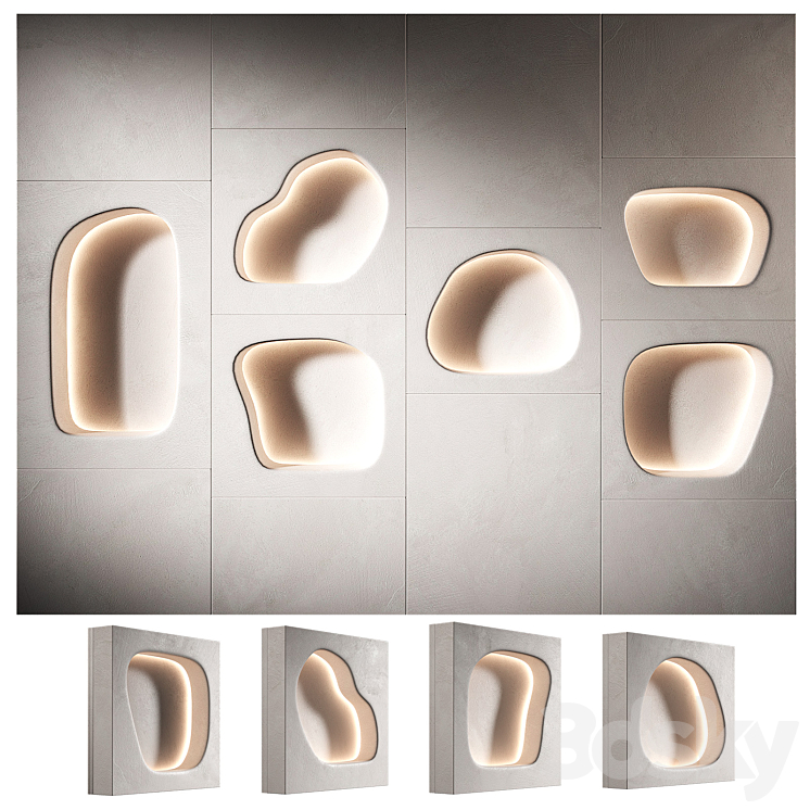 Modular niches in the wall with lighting. Built-in shelves - Other ...