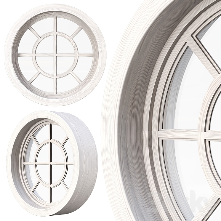 Wooden round window V1 / Round wooden window - Windows - 3D model
