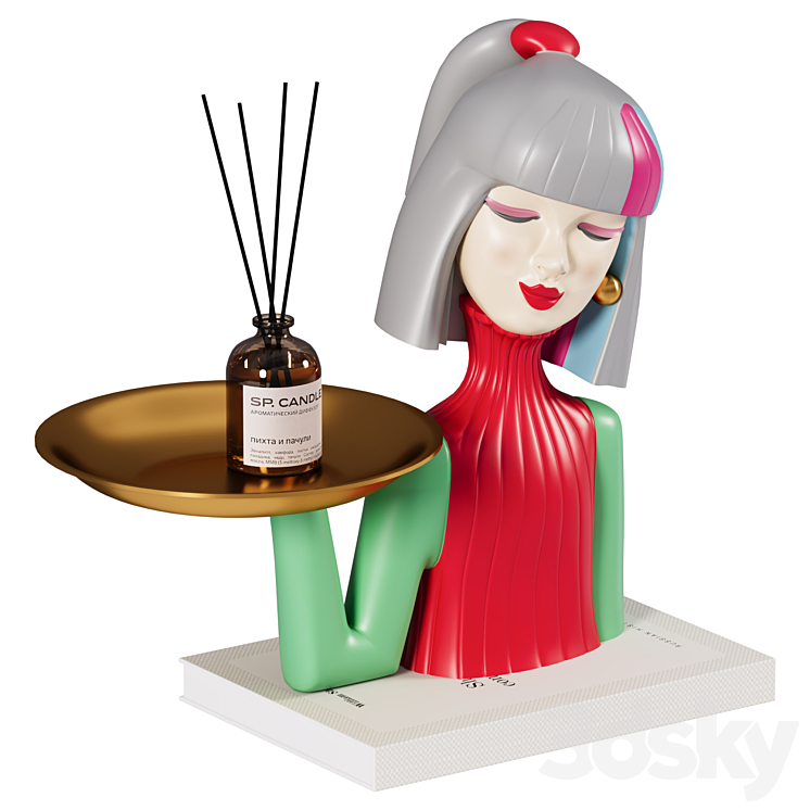 Decorative set with a figurine Bubble Gum Red - Decorative set - 3D model