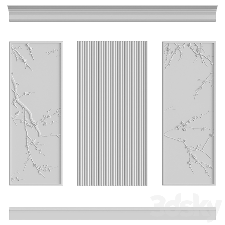 Wall composition #138 - Decorative plaster - 3D model