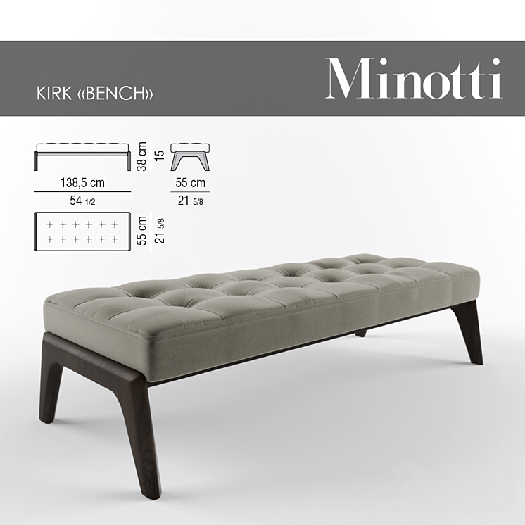 Kirk_Bench_Minotti - Другая мягкая мебель - 3D модель