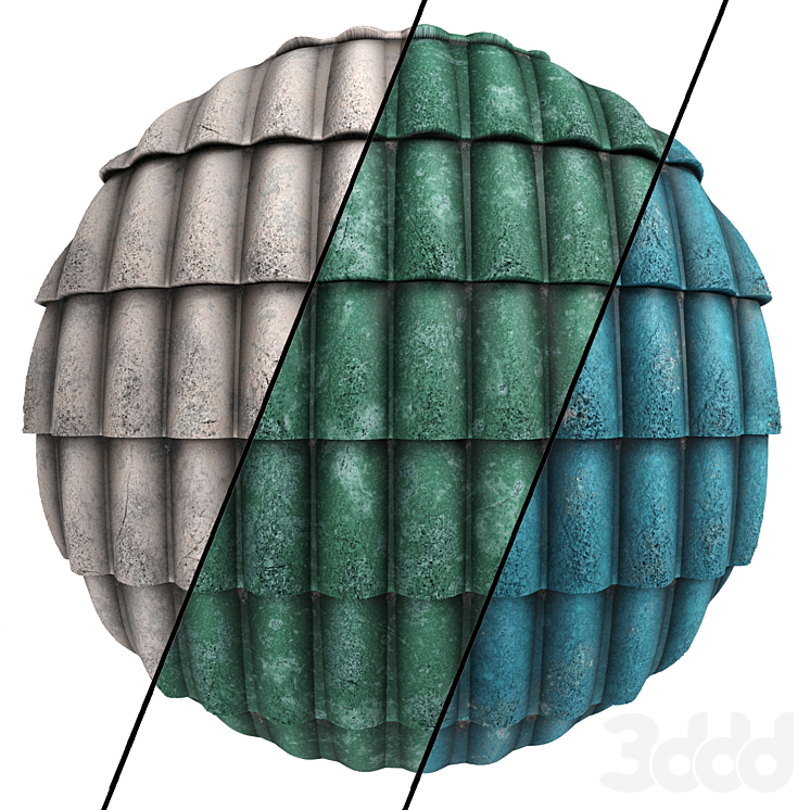 Roof Tile Matrials 7- By 3 color, Pbr By Sbsar, 4k - Камень - 3D модель