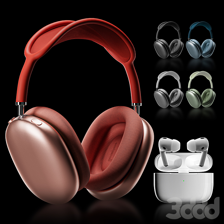Airpod Max and Airpod Pro Headphone Set Full Color - Аудиотехника - 3D ...