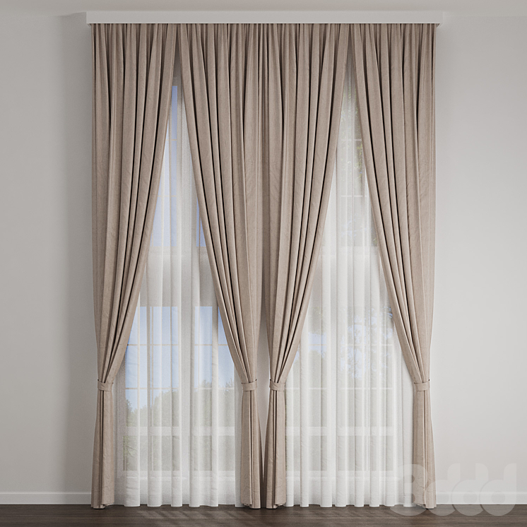 Curtain 39/ Шторы с подхватом высокие 650см - Шторы - 3D модель