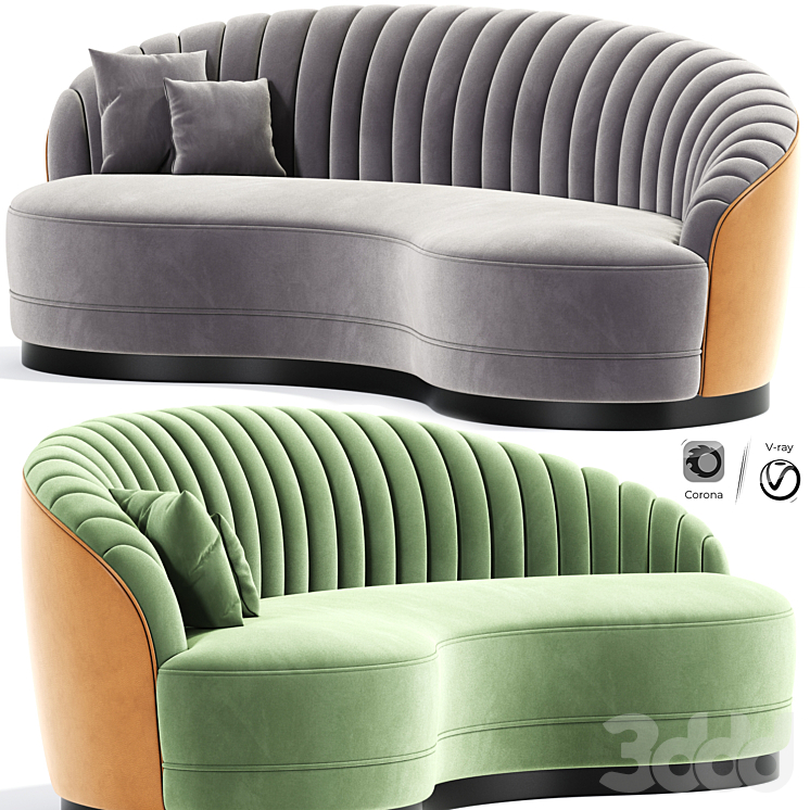 Ignacio Sinuous Strip Curved Sofa - Диваны - 3D модель