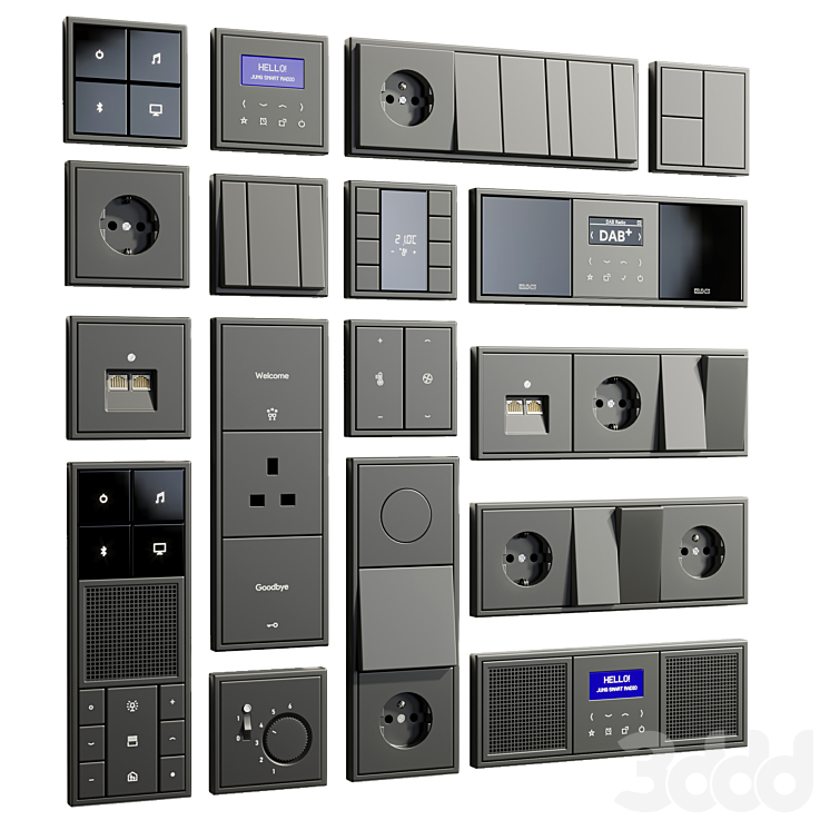 jung LS 990 sockets and switches collection - Разное - 3D модель