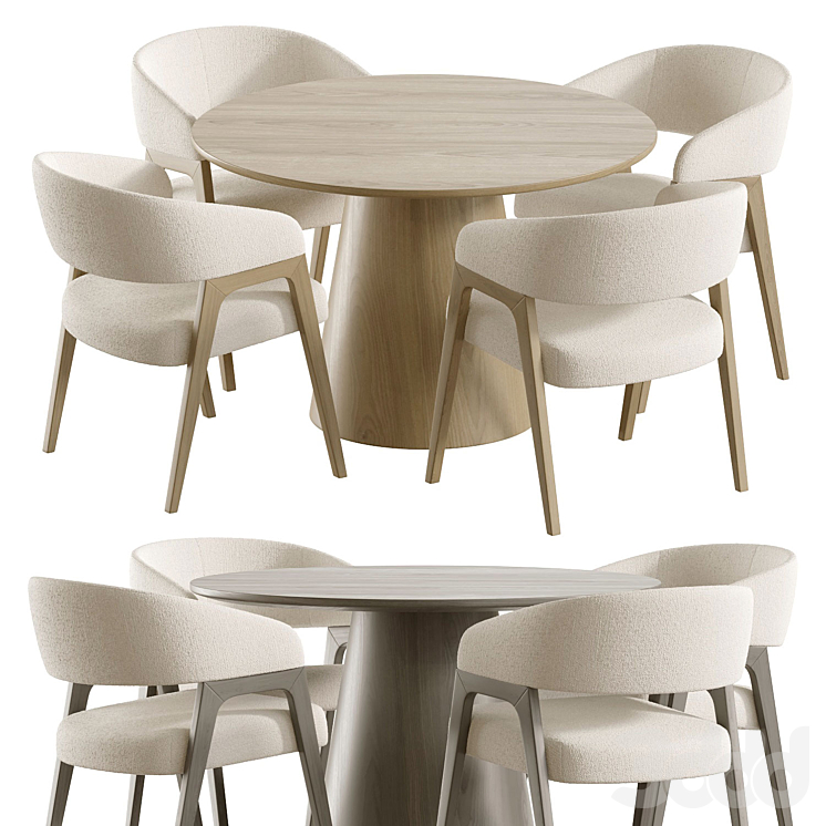 Berni chair and Lori Table - Стол + стул - 3D модель