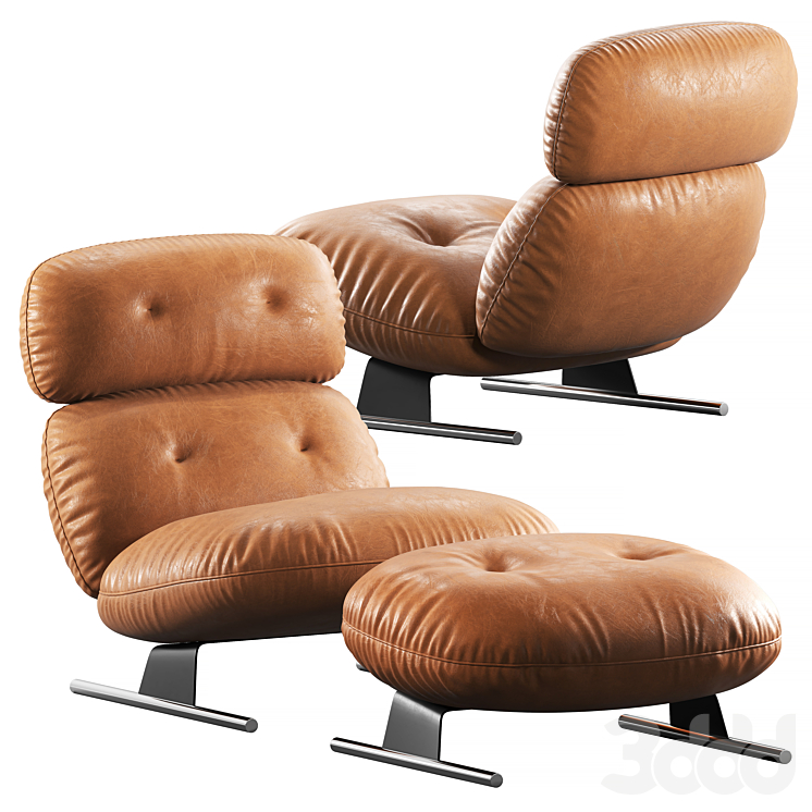 Minotti Libra Dining Armchair and Footstool - Кресла - 3D модель