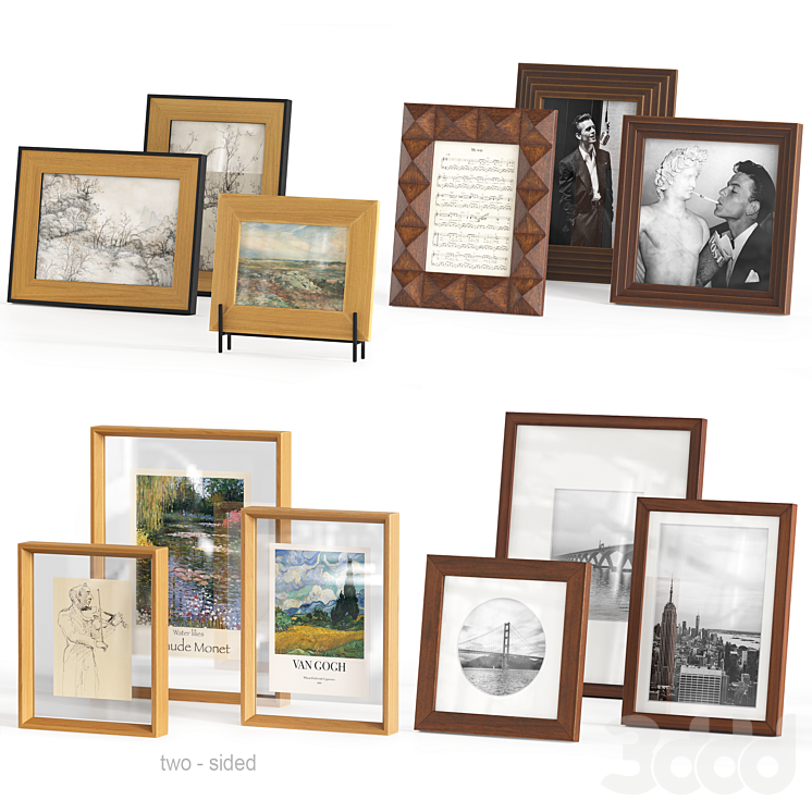 Wood photo frames | Picture set | Photo frame set - Багеты - 3D модель