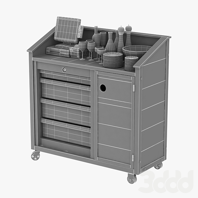 стойка официантов в стиле лофт - Ресторан - 3D Модель