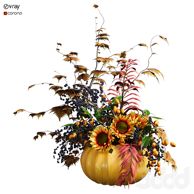 Flower collection-3 (yellow) - Коллекция 3D Моделей