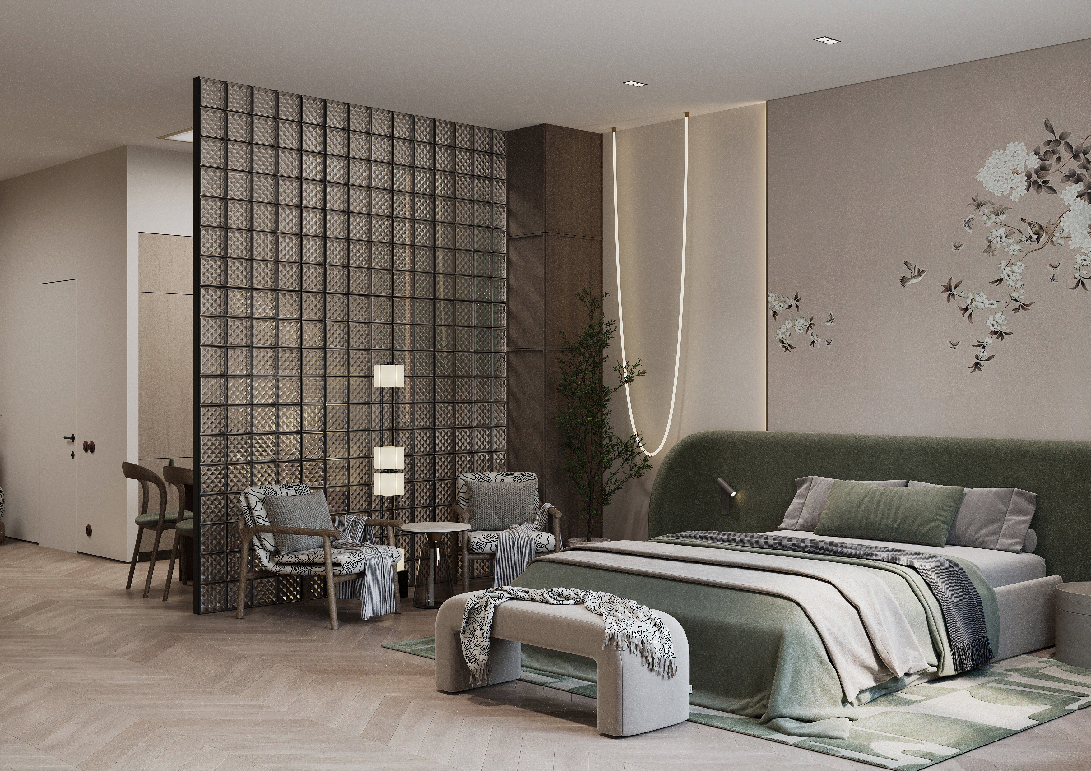 3D visualization of a studio in biophilic design - Работа из галереи 3D ...