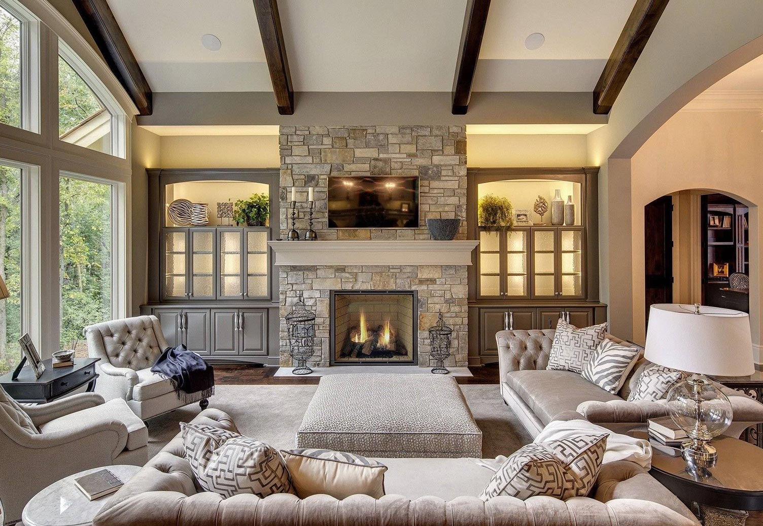 Classic stone fireplace.Decorative Wall Rock.Fireplace Country.Rustic ...